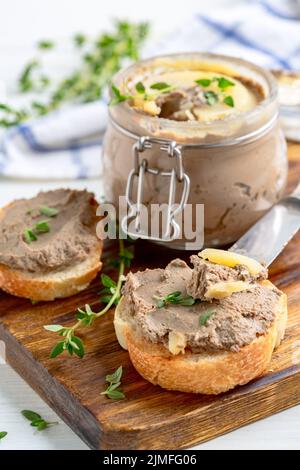 Homemade pate on baguette slices Stock Photo - Alamy