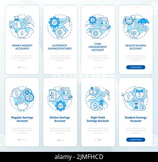 Saving accounts types blue onboarding mobile app screen Stock Vector ...