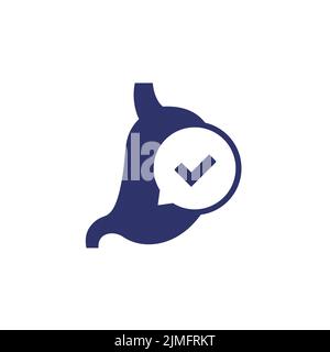 Stomach and check mark. Symbol of good digestion. Isolated vector ...