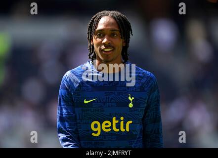 Djed Spence of Tottenham Hotspur on the ball during the Premier League ...