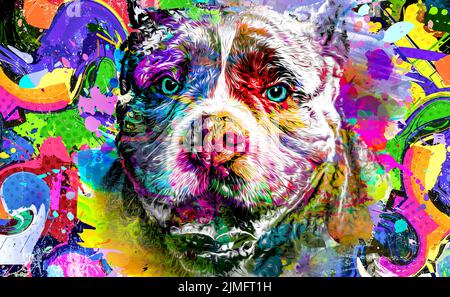 abstract colored dog muzzle isolated on colorful background Stock Photo ...