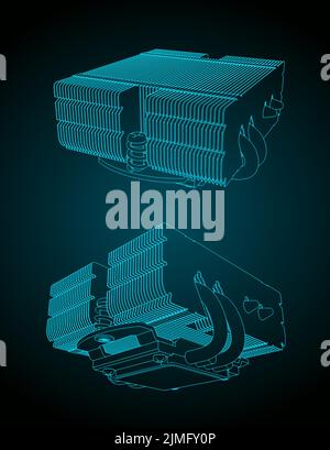Stylized vector illustration of drawings of CPU cooler Stock Vector ...