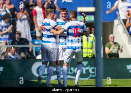 Jimmy Dunne heads QPR 2-0 ahead & celebrates during the Sky Bet ...
