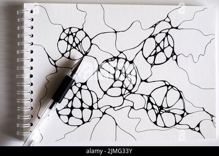 Abstract neurographic drawing. Neuro art graphic concept pencil ...