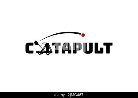 Catapult Typography Logo with Ancient Catapult Machine icon design ...