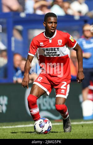 Isaiah Jones #2 of Middlesbrough on the ball during the Sky Bet ...