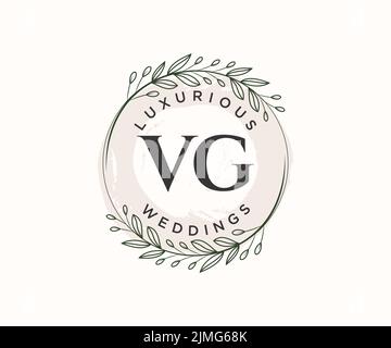 VG Initials letter Wedding monogram logos collection, hand drawn modern ...