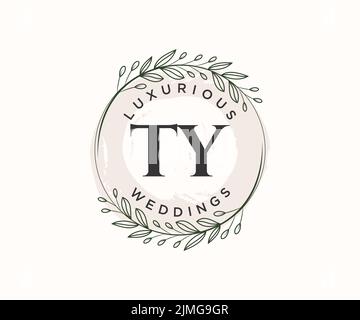 TY Initials letter Wedding monogram logos template, hand drawn modern ...