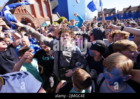 Everton fans outside the stadium ahead of the Premier League match at ...