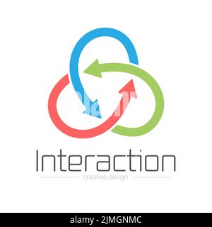 Interaction. Logo template of interlaced arrows for websites ...