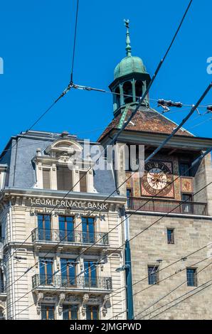 GENEVA, SWITZERLAND - SEPTEMBER 4, 2013: Architecture in the old town ...