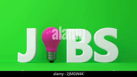 Business jobs symbol as concept with light bulb - 3D Illustration Stock ...