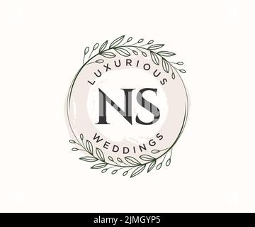 NS Initials letter Wedding monogram logos collection, hand drawn modern ...