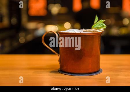 Delicious Moscow Mule drink copper cup Stock Photo - Alamy