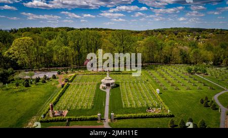 Aerial View of an Orchard and Vineyard With a Gazebo Stock Photo - Alamy