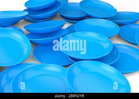 Heap of disposable utensils like plate, folk, spoon,knife and cup on ...