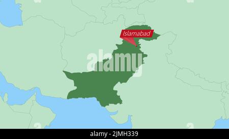 Pakistan map with pin of country capital. Two types of Pakistan map ...