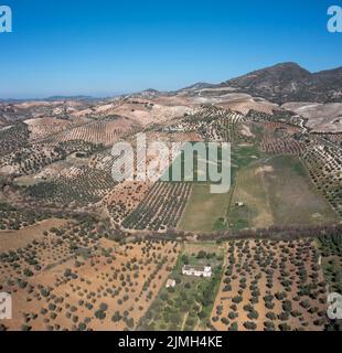 A view of hilly farmland and backcountry in the south of Spain Stock ...
