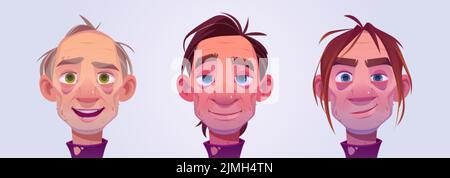 Homeless man face construction, avatar creation with different head ...