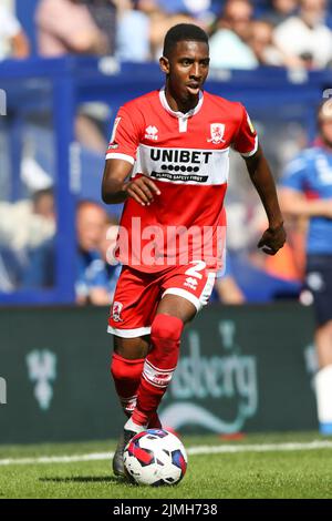 Isaiah Jones #2 of Middlesbrough on the ball during the Sky Bet ...