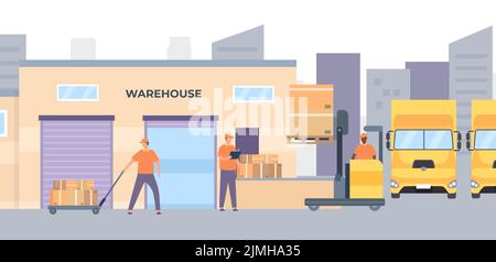 Warehouse workers cartoon vector characters - loader, delivery man ...