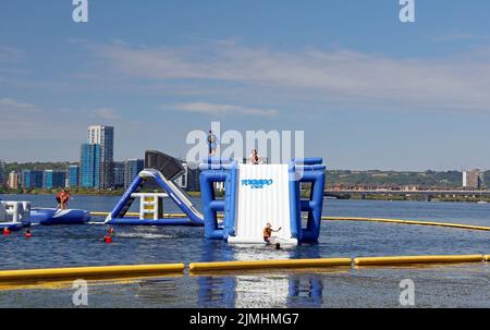 Cardiff Aqua Park inflatable obstacle course and fun water feature ...