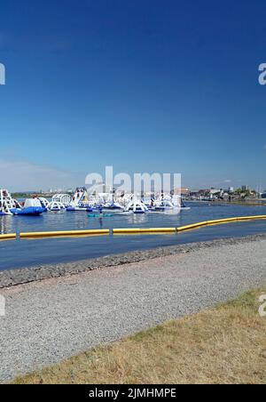 Cardiff Aqua Park inflatable obstacle course and fun water feature ...