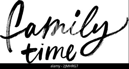 Family word hand drawn script lettering vector illustration isolated on ...