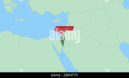 Israel map with pin of country capital. Two types of Israel map with ...