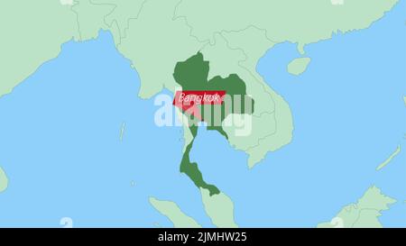 Thailand map with pin of country capital. Two types of Thailand map ...