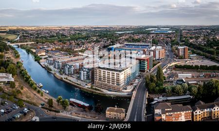Aerial View of The POSH Peterborough Football Club Stadium Drone Weston ...