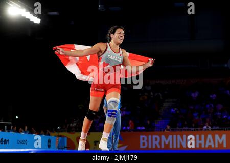 Canada’s Justina di Stasio celebrates winning against Nigeria’s Hannah ...