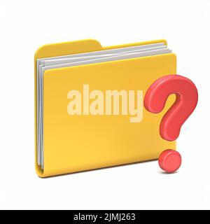 Yellow folder icon Question mark 3D Stock Photo - Alamy