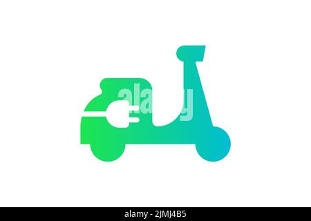 Electric bicycle icon. Green gradient cable electrical bike and plug ...