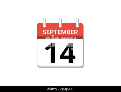 Daily calendar 14th of September month on white paper note. vector ...