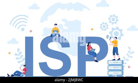 ISP or Internet Service Provider Cartoon Illustration with Keywords and ...