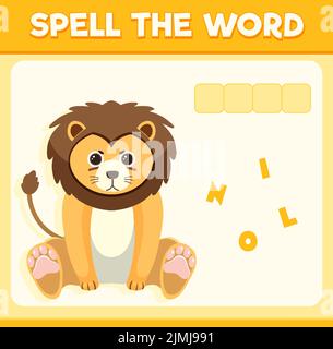 Spell word game with word cat illustration Stock Vector Image & Art - Alamy