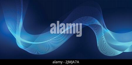 futuristic wave line particle backgrond with neon blue color gradient ...