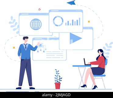 ISP or Internet Service Provider Cartoon Illustration with Keywords and ...
