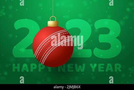 Cricket 2023 Happy New Year. Sports greeting card with golden cricket ...