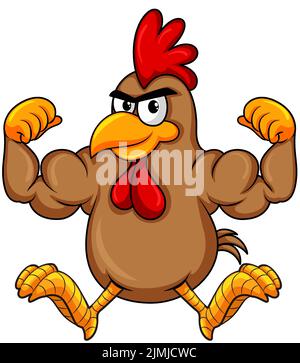Muscular rooster cartoon character illustration Stock Vector Image ...