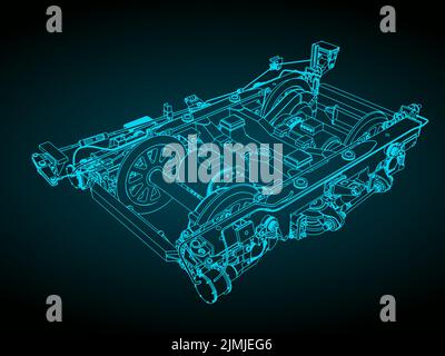Stylized vector illustration of drawings of railway bogie Stock Vector ...