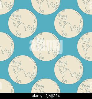 Planet earth engraved seamless pattern. Vintage sphere of world in hand ...