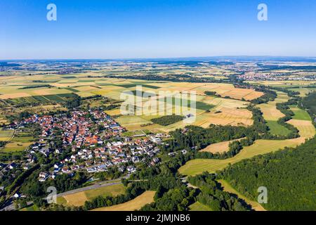 Aerial view of barley and corn field, perspective, golden hour Stock ...