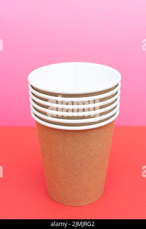 Disposable brown paper cup for drinks isolated on white background ...