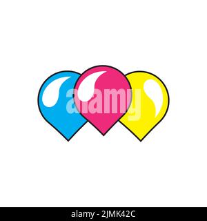 colorful children's hot air balloon logo template vector icon Stock ...