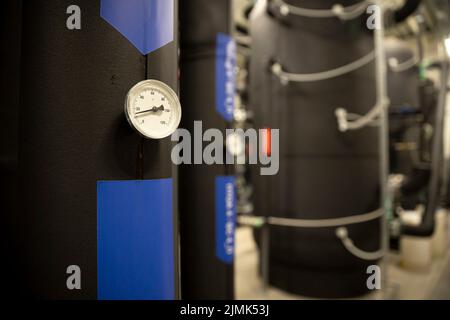 Cooling system of a supercomputer. Pipes with electrical motors and ...