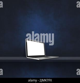 Laptop computer on black shelf background. 3D Illustration Stock Photo ...