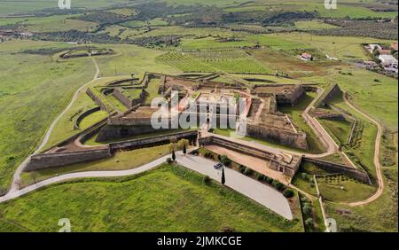 Aerial view of the Santa Luzia military fort in the border town of ...