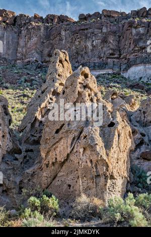 Volcanic tuff rock outcrops, Echo Canyon State Park, near Pioche ...